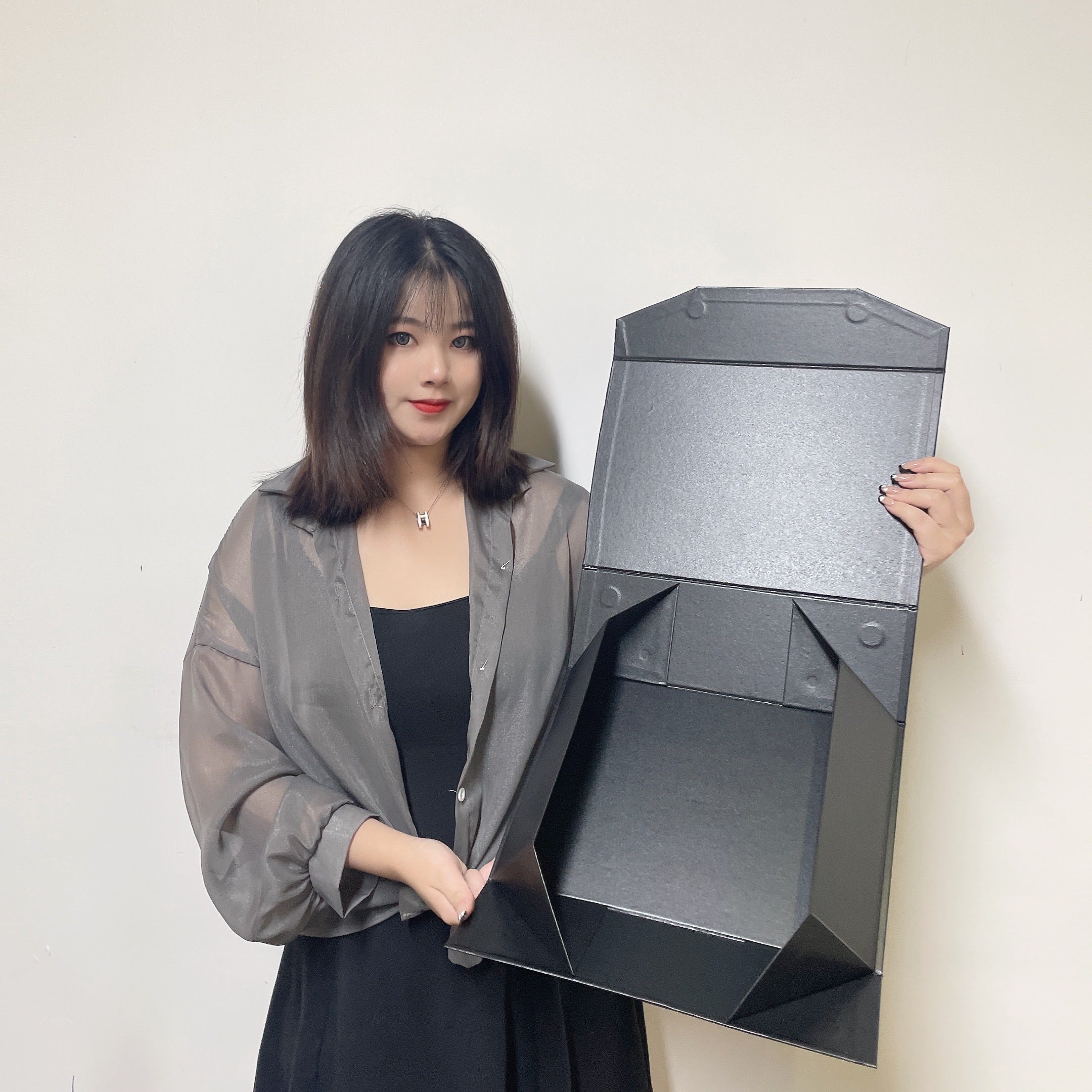 Black Packaging Paper Top and Bottom Paperboard Box With Custom Log ...